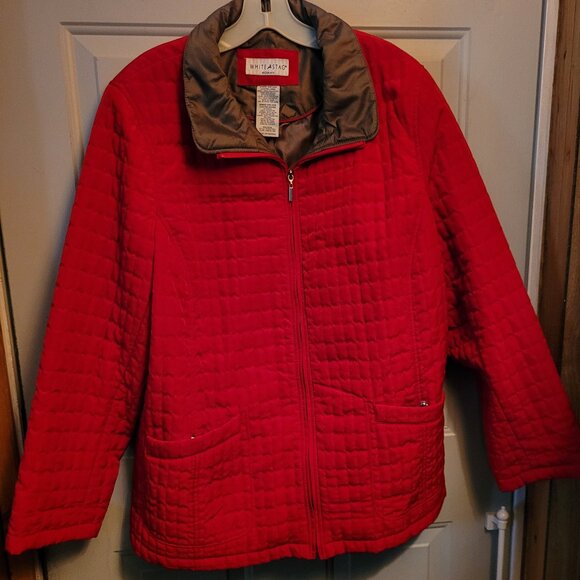 White Stag | Jackets & Coats | Lovely Red Zip Front Quilted Car Coat ...
